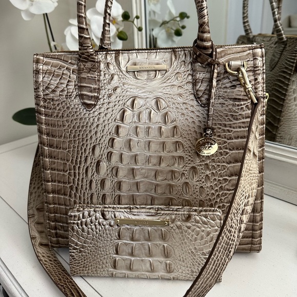 Brahmin | Bags | Brahmin Purse Tan Alligator Like Brand New | Poshmark